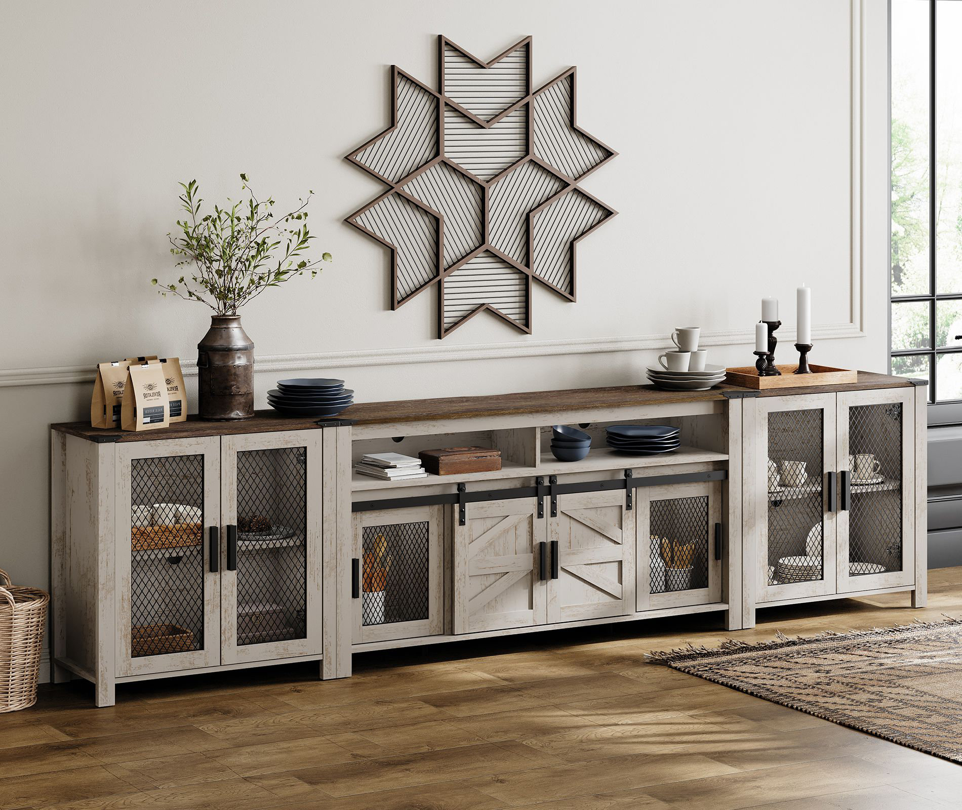 Gracie Oaks Kitchen Sideboard Stand Set With Door Storage | Wayfair