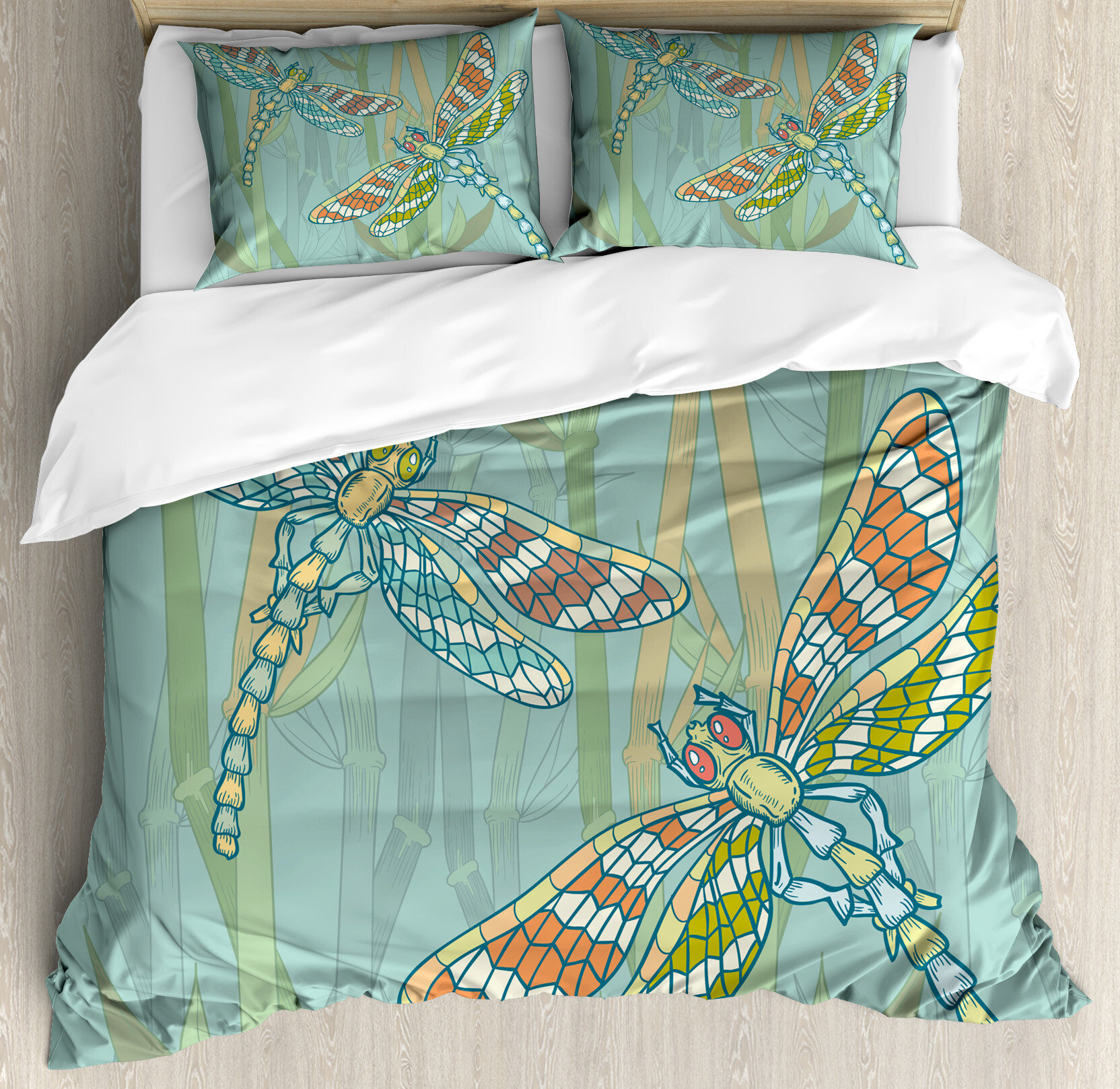 Ambesonne Dragonfly Duvet Cover Set, Insects Nature Exotic, Calking ...