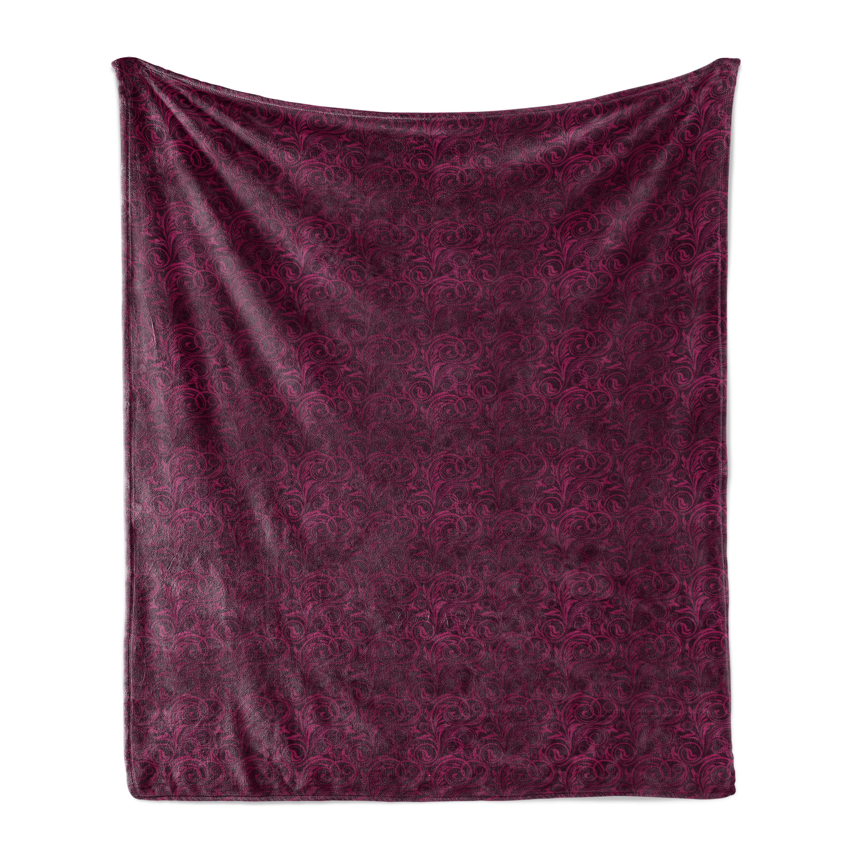 Ambesonne Damask Fleece Throw Blanket Medieval Rococo Swirls Art Maroon ...