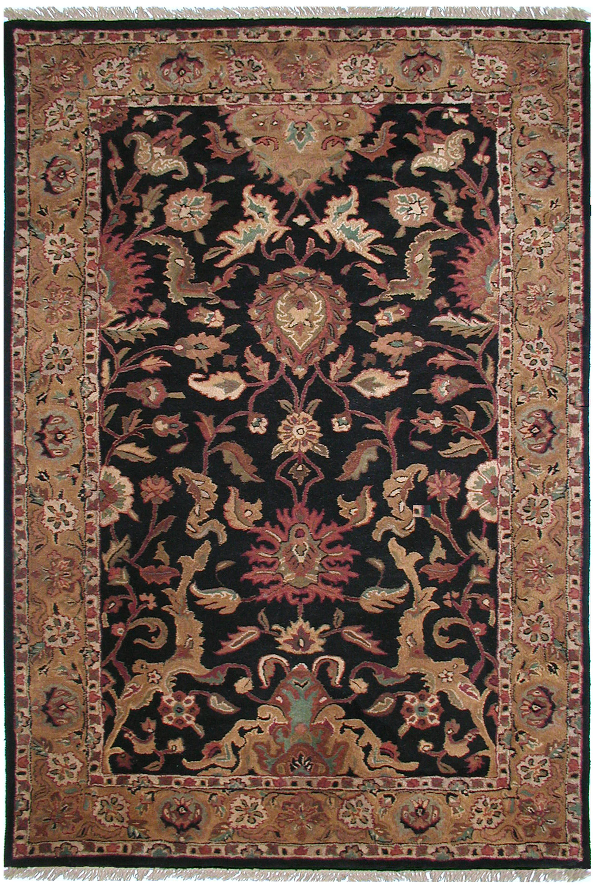 American Home Rug Co. Agra Oriental Hand Tufted Wool Black/Gold Area ...