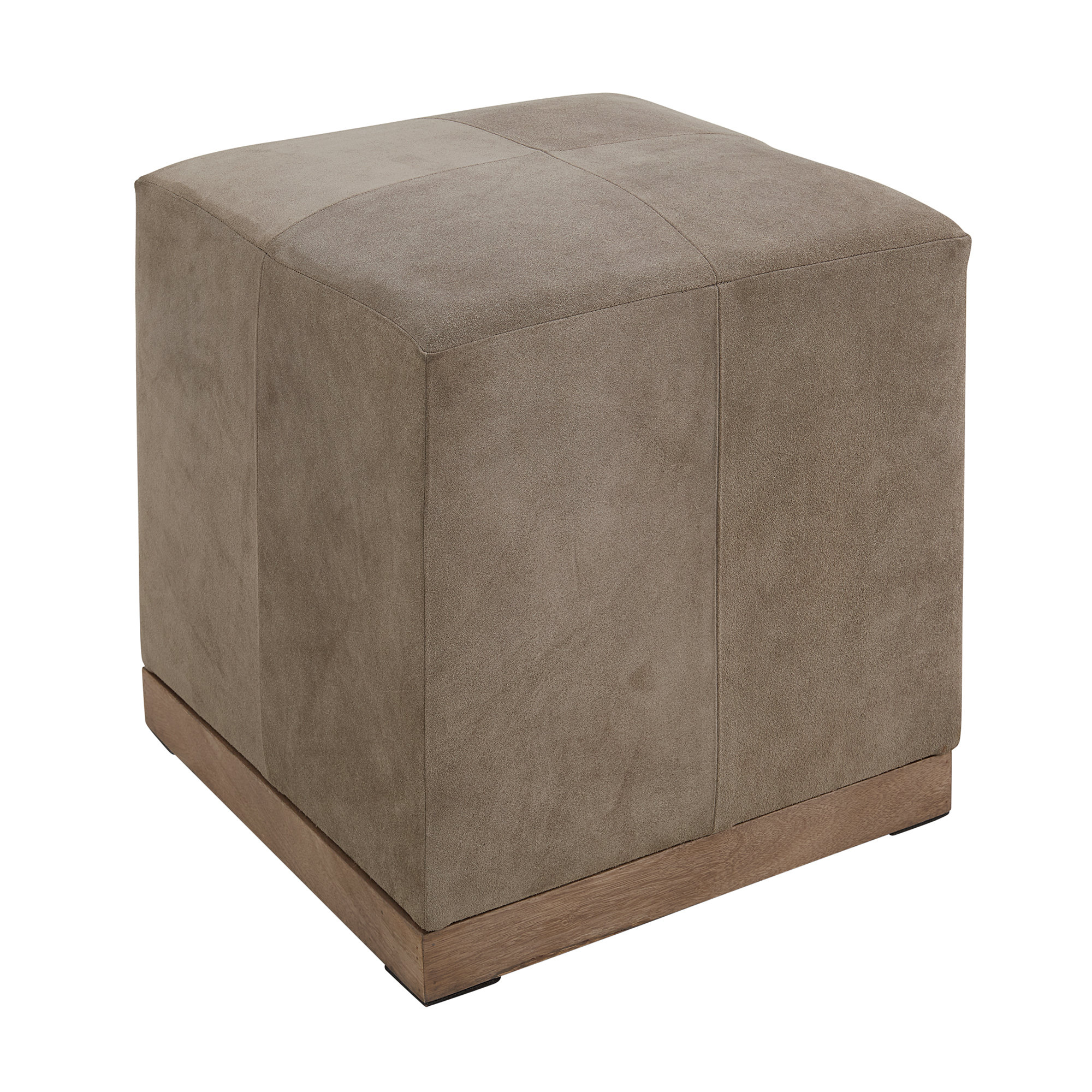 Alder & Tweed Felix Top Grain Smoke Suede Brown Leather Small 19" Cube ...