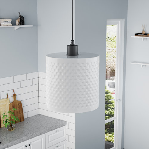 Wrought Studio Dade 1-Light White Hammered Dimmable Adjustable Pendant ...