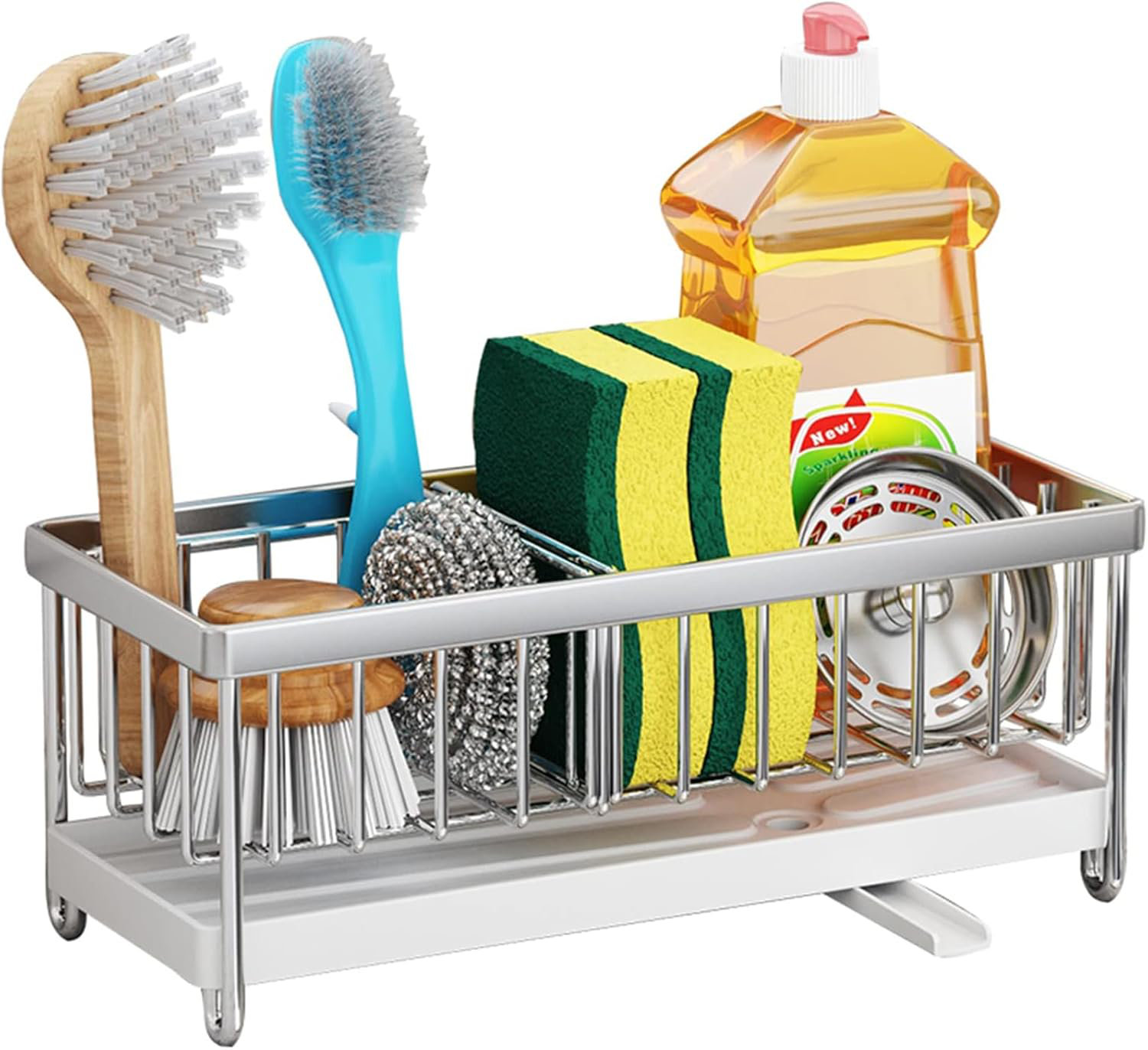 WKING Stainless Steel Sponge Holder With Auto-Drainboard, Sink Caddy ...