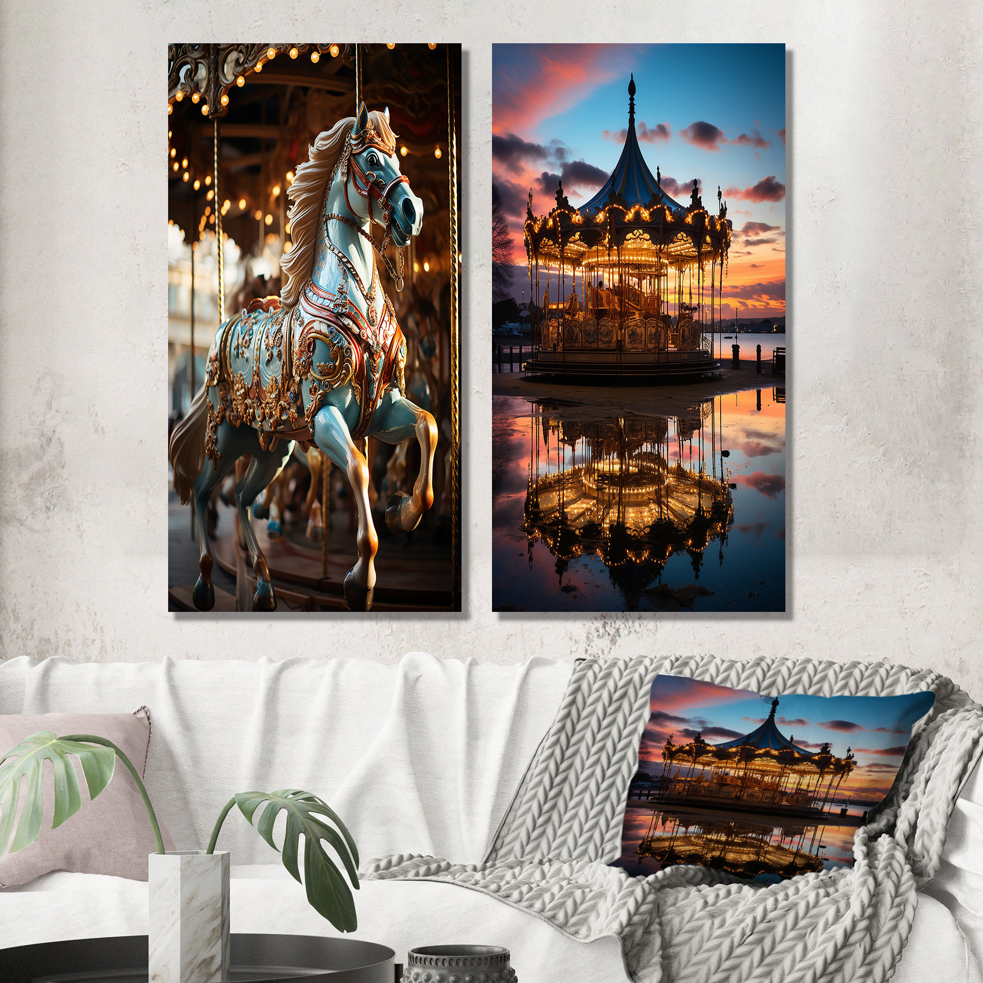 Ebern Designs Carousel Carousel Bliss - Wall Art Decor Set Of 2 ...