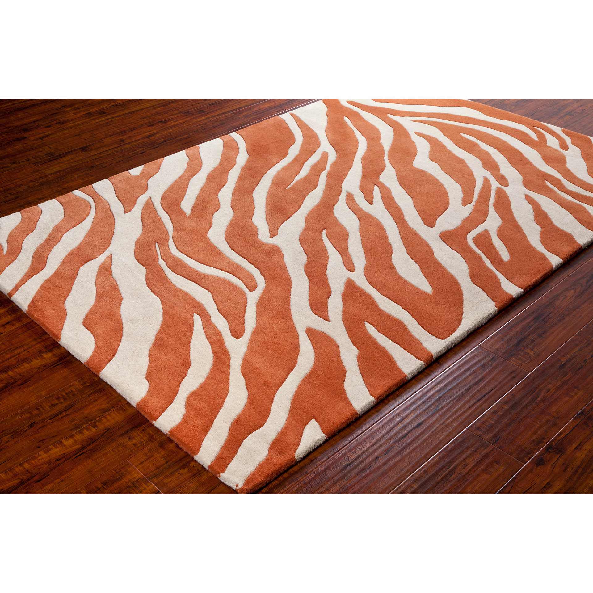 Chandra Rugs Stella Animal Print Handmade Tufted Wool Orange Area Rug ...