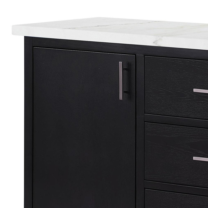 Lark Manor™ 3-drawer Marble Top Sideboard Buffet Rustic Espresso | Wayfair
