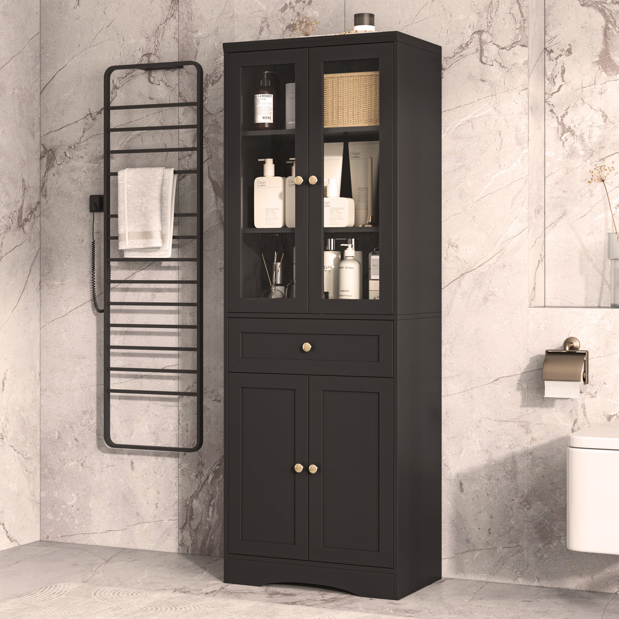 Rebrilliant Freestanding Bathroom Storage Cabinet With Adjustable Shelf ...