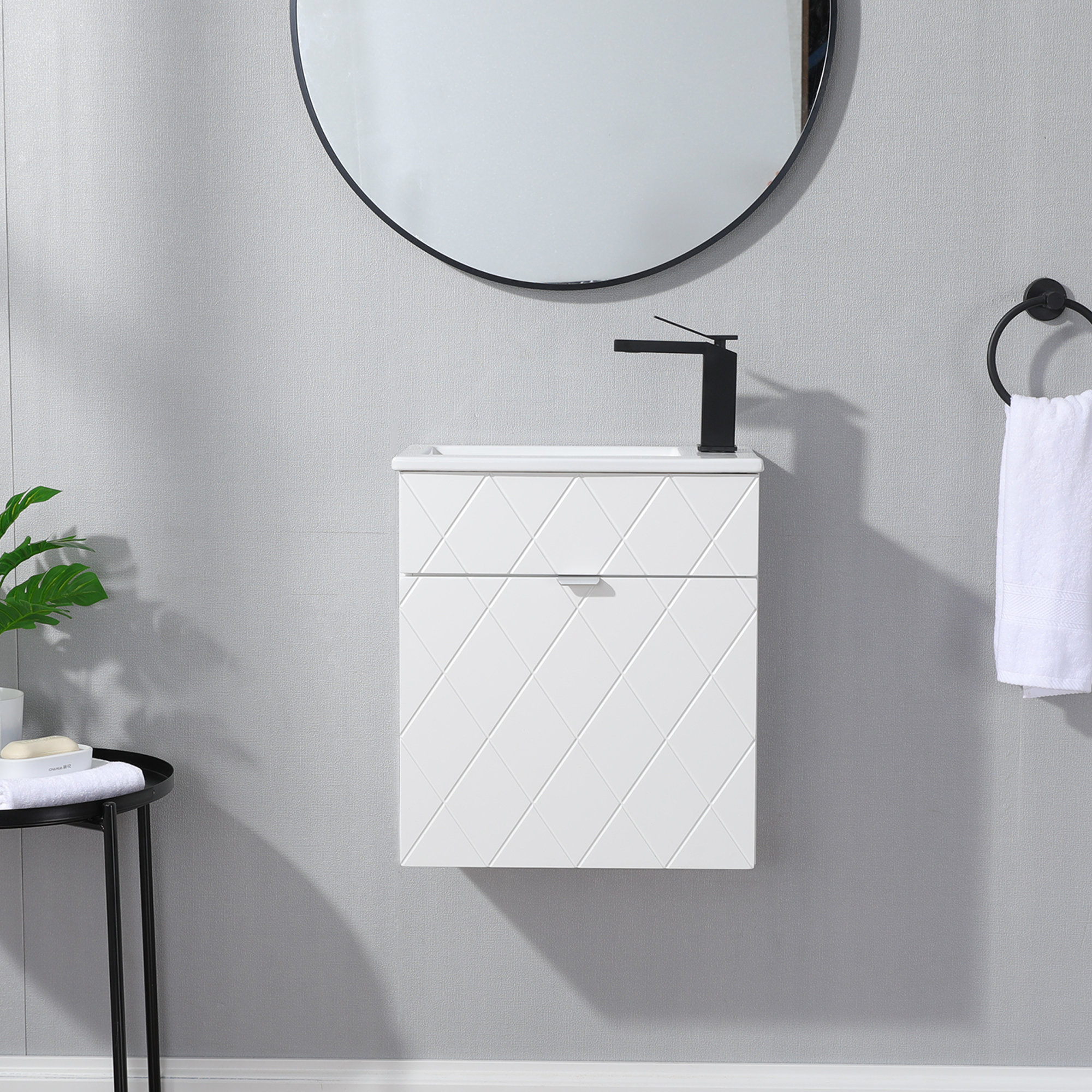 Ebern Designs 18'' Modern Single Bathroom Vanity With Ceramic Top ...