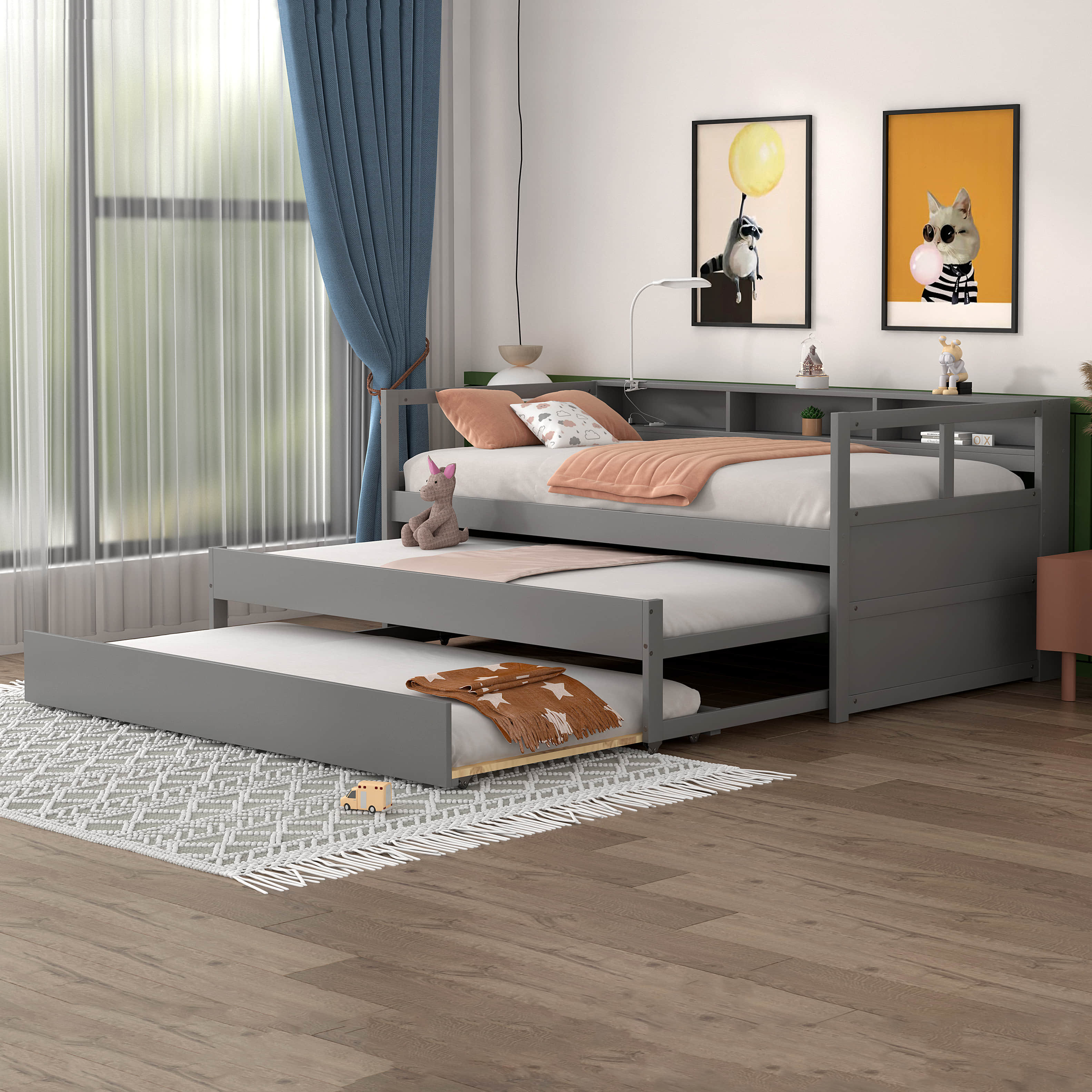 Wildon Home® Shamavi Extra-long Twin Solid Wood Daybed with Trundle ...