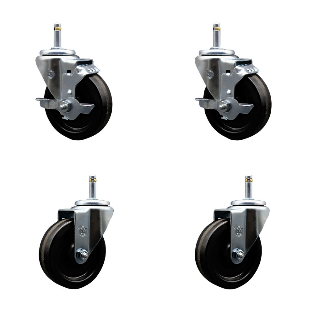 Service Caster Swivel Grip Ring Stem Caster Set 2 Brakes | Wayfair