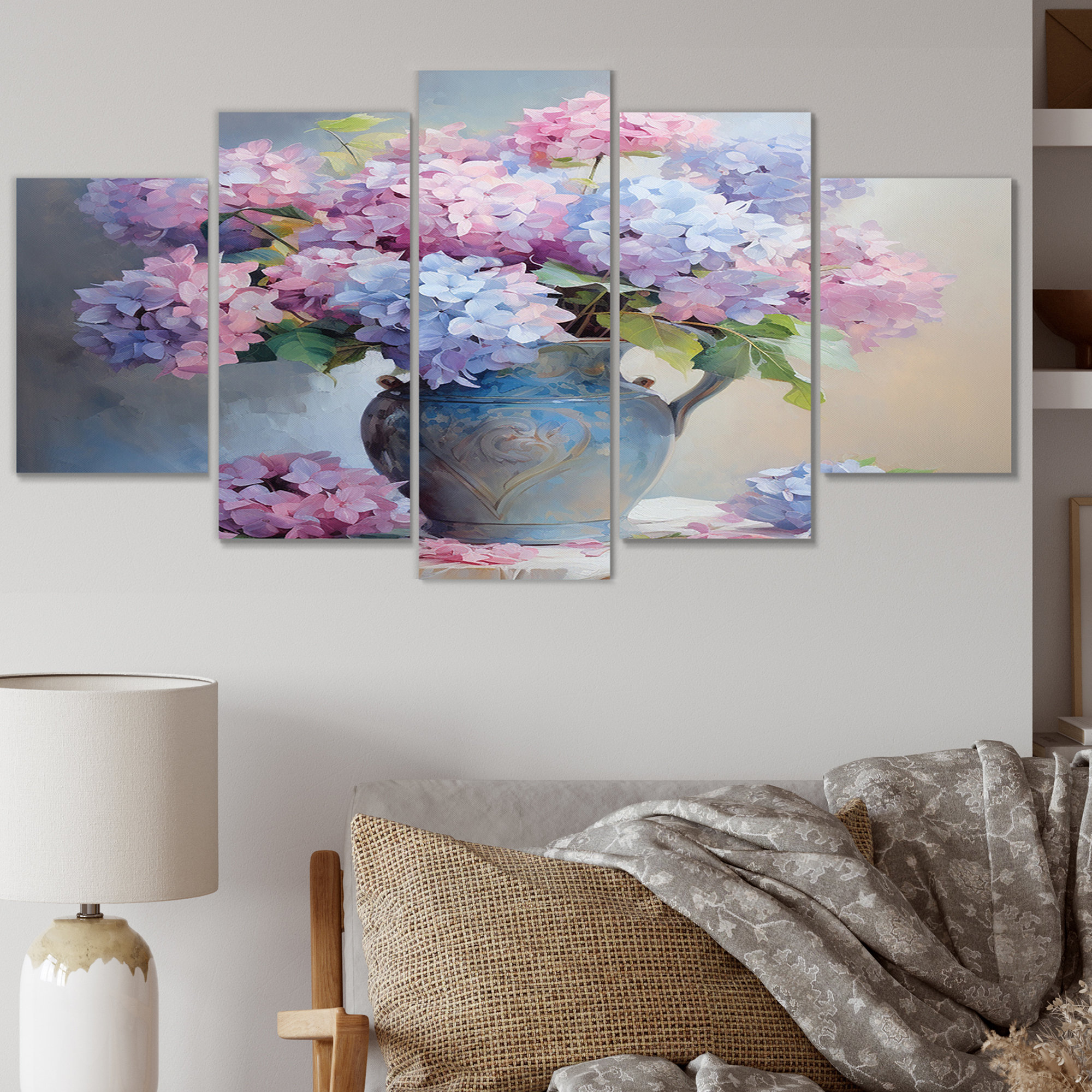 Design Art Tender Hydrangea Bouquet In Gentle Pastel I - Hydrangea ...