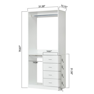 Latitude Run® 4 Drawers Walk-in Wardrobe Armoire, White | Wayfair
