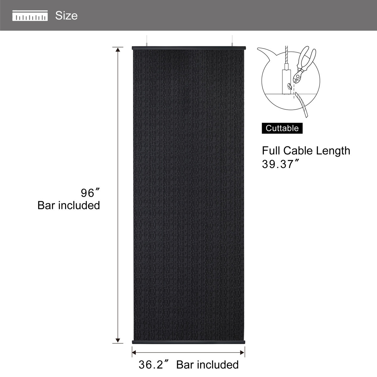 Symple Stuff Fruge 36''W x 96''H, 2-Panel Hanging Room Divider, Sheer ...