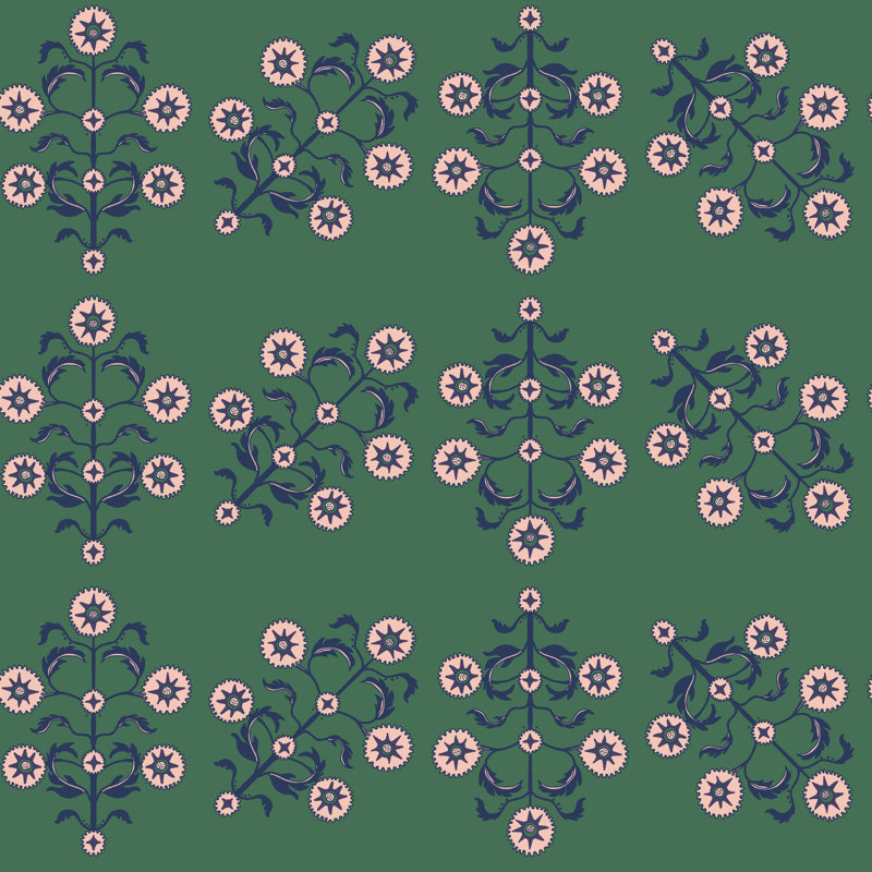 Birch Lane™ Colby Block Print Floral Peel and Stick Wallpaper By ...