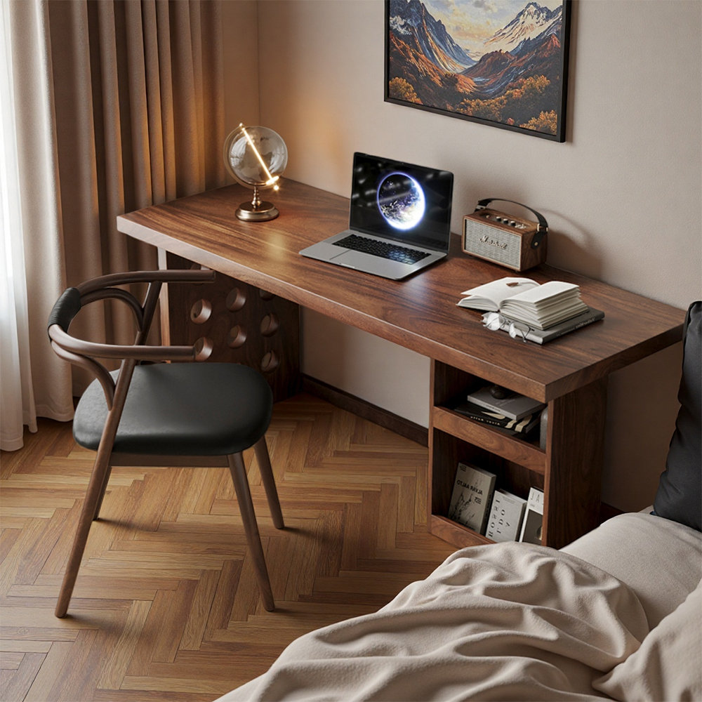 Corrigan Studio Retro Nut-brown Rectangle Solid Wood Writing Desk ...