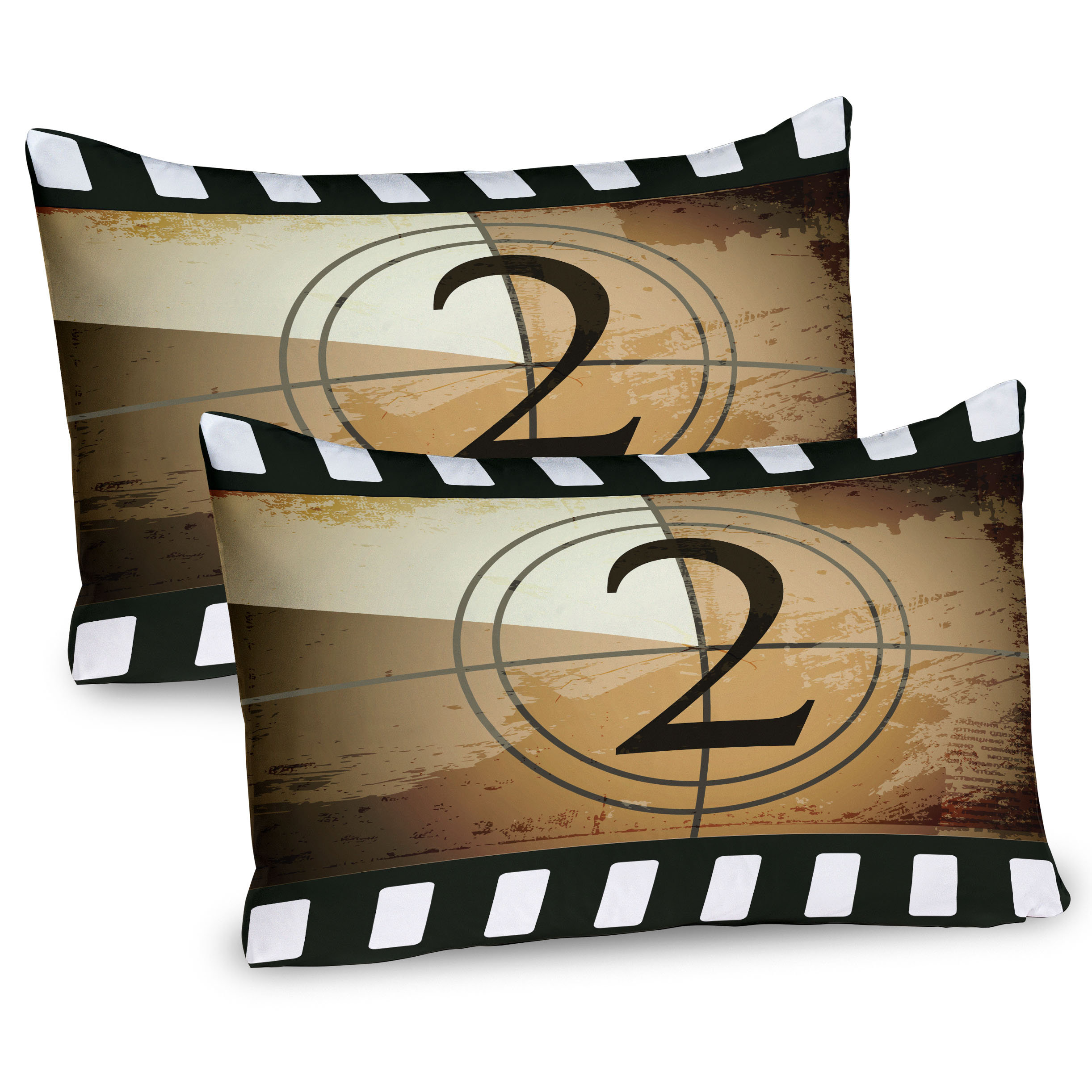 Ambesonne Movie Theater Pillow Sham 2 Pack Countdown Theme Pale Brown ...