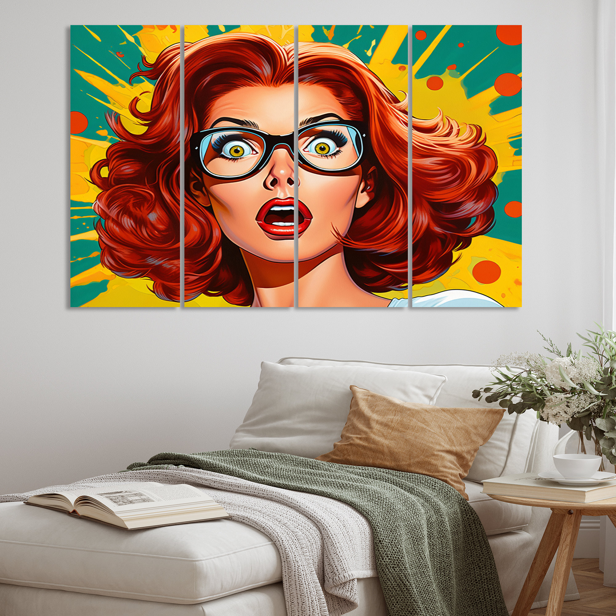 George Oliver Pop Art Retro Portrait On Canvas 4 Pieces Print | Wayfair