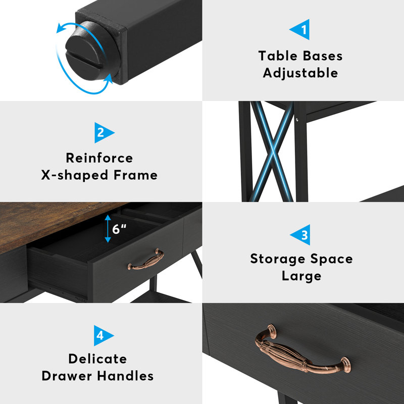 Breakwater Bay Grimball 71" Console Table with 2 Drawers, Long Sofa ...