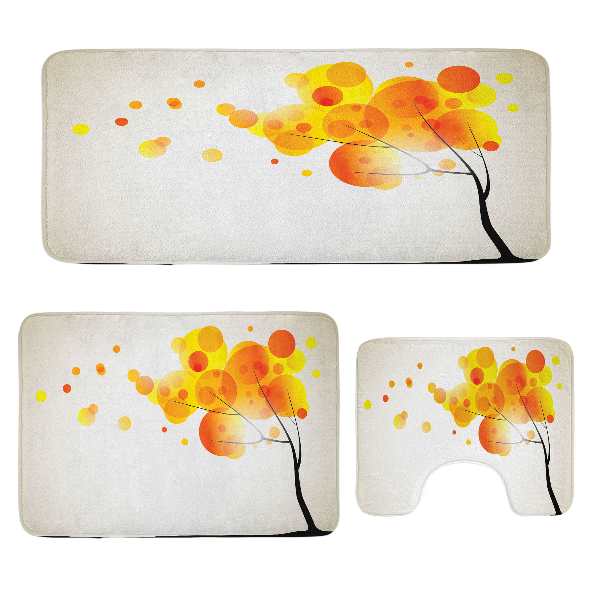 East Urban Home Abstract Bathroom Rug Set 3 Pieces U-Shape & Rectangle ...