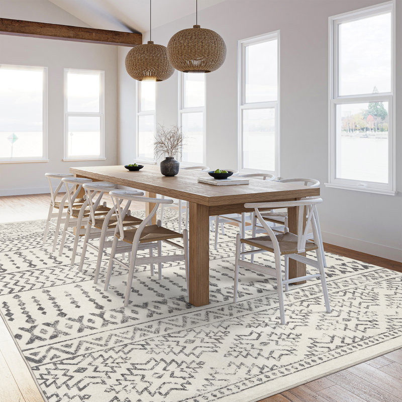 Union Rustic Ultra-Thin Moroccan Washable Rug, Anti-Slip Backing Rugs ...