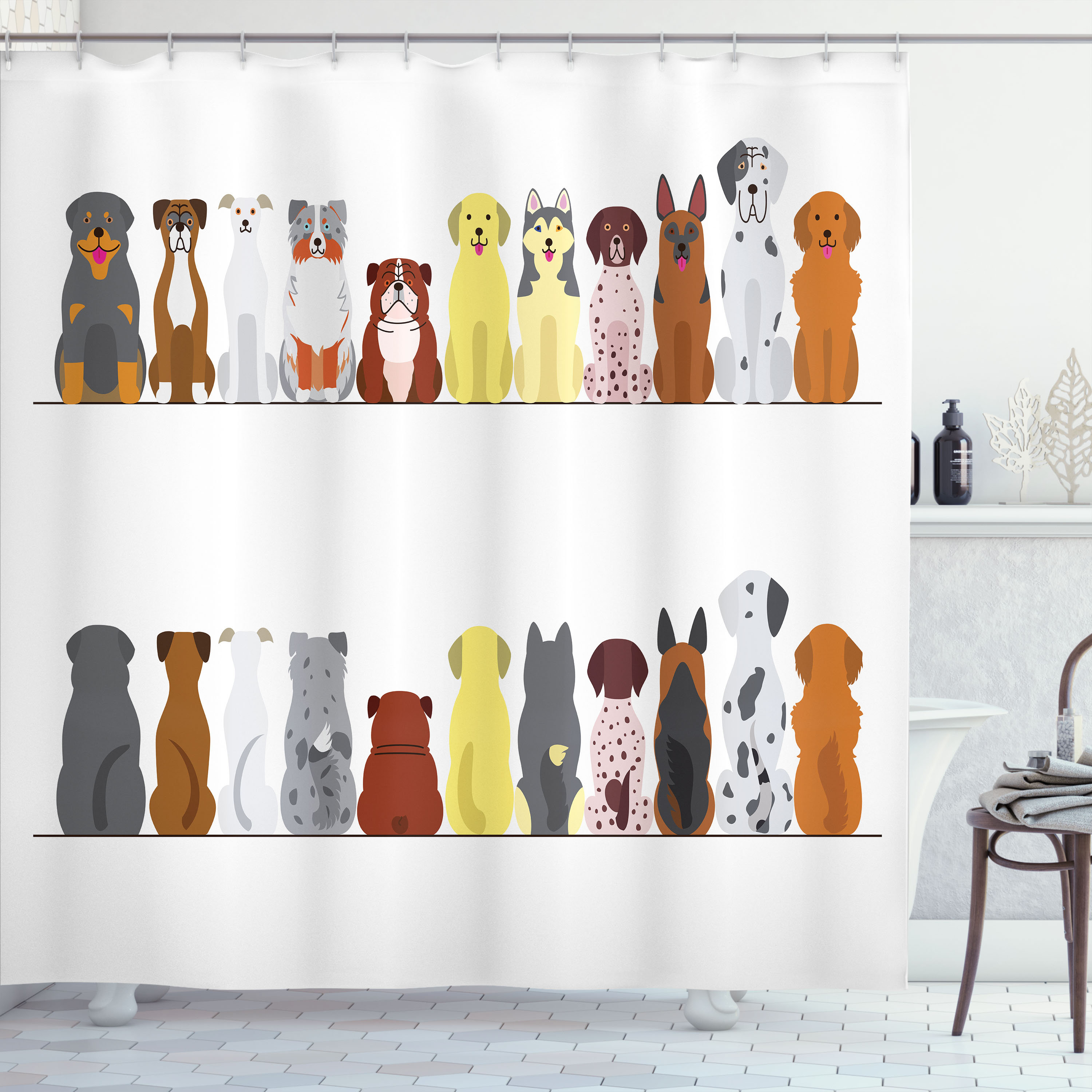 Latitude Run® Dogs Shower Curtain Simplistic Dog Animal 69"Wx84"L ...