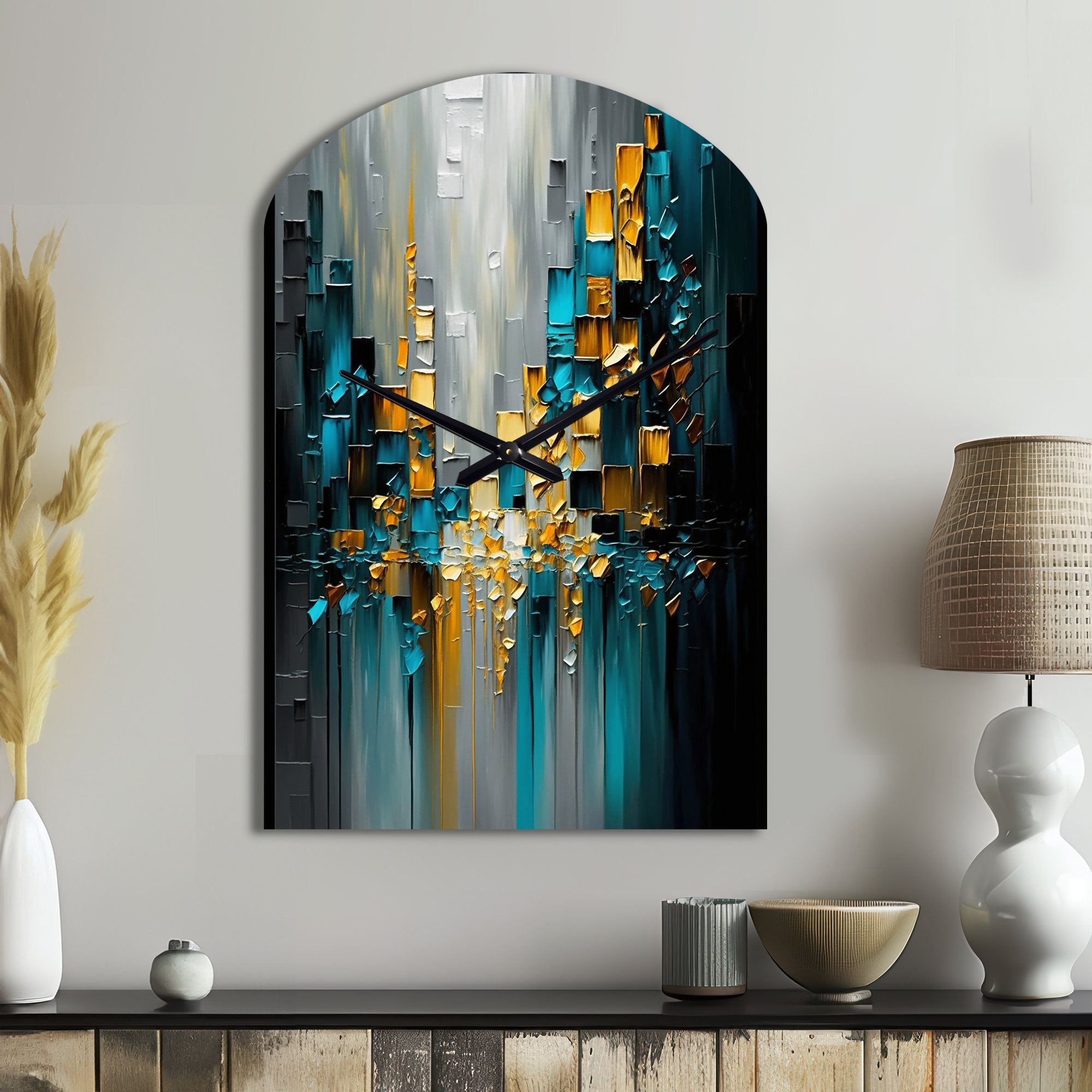 Design Art Abstract Geometric Black And Green III - Asymmetrical ...