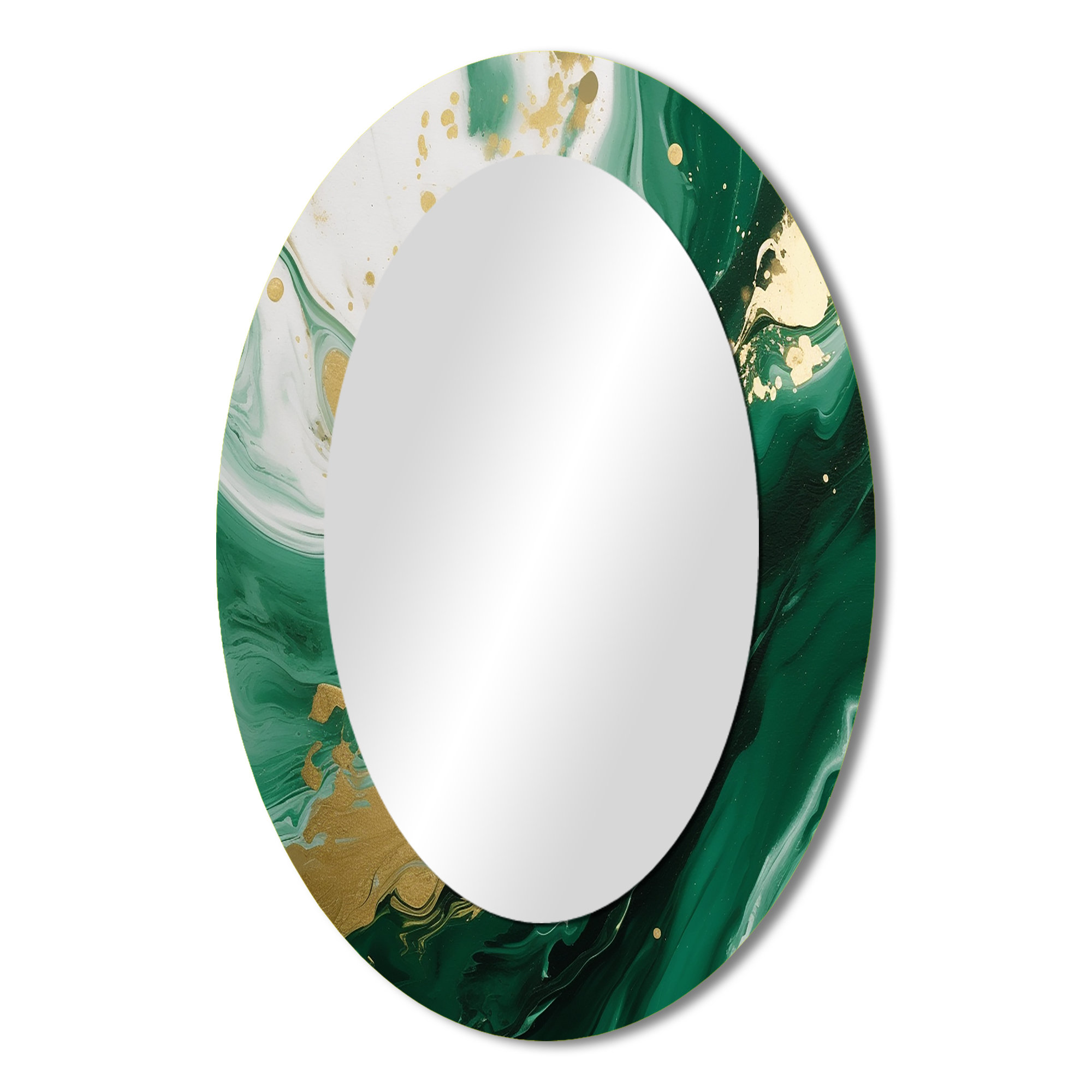 House of Hampton® Green And Gold Serene Cascade III - Green Oval Wall ...