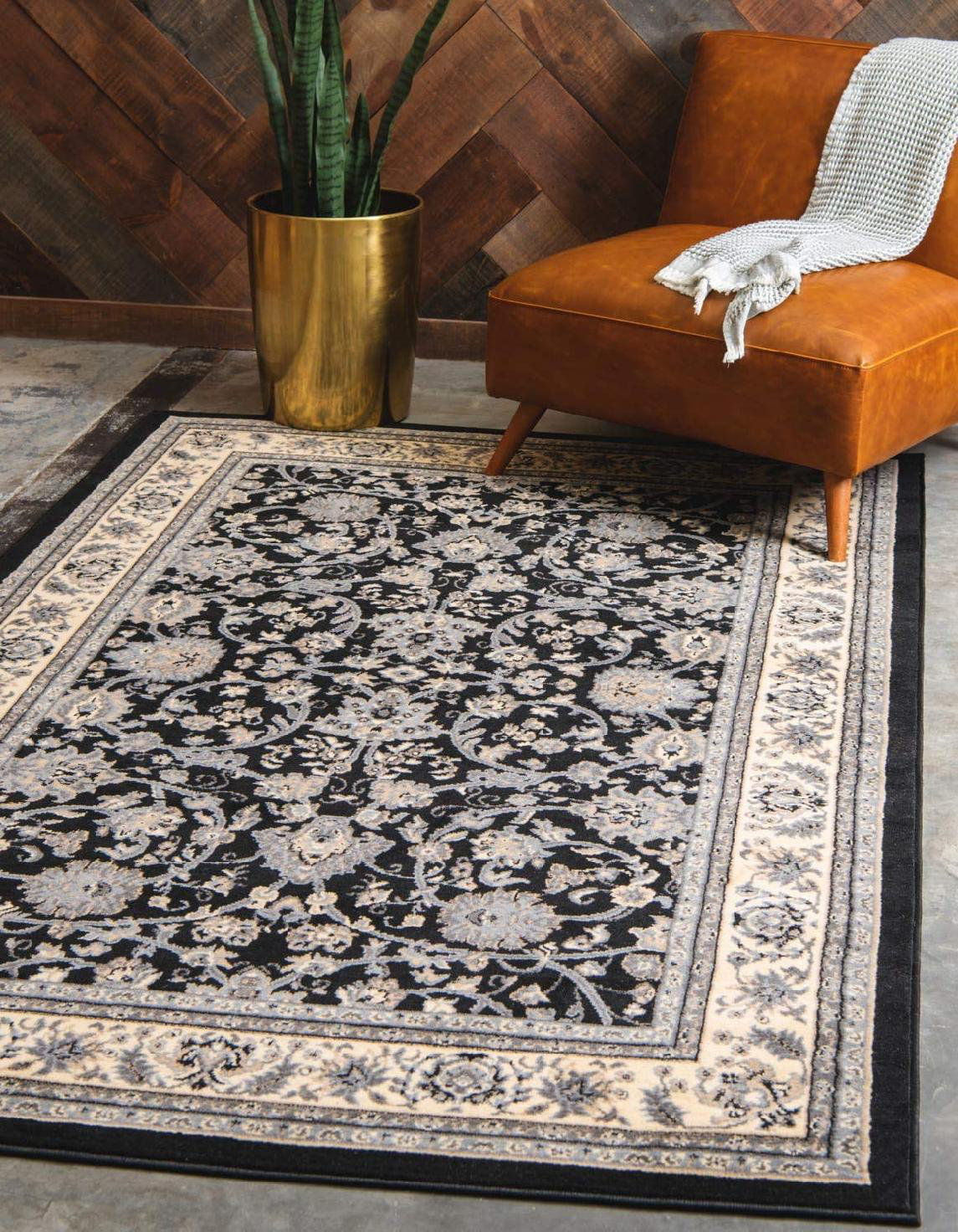 Canora Grey Traditional Floral Area Cotton Black/ Grey Rug - Wayfair Canada