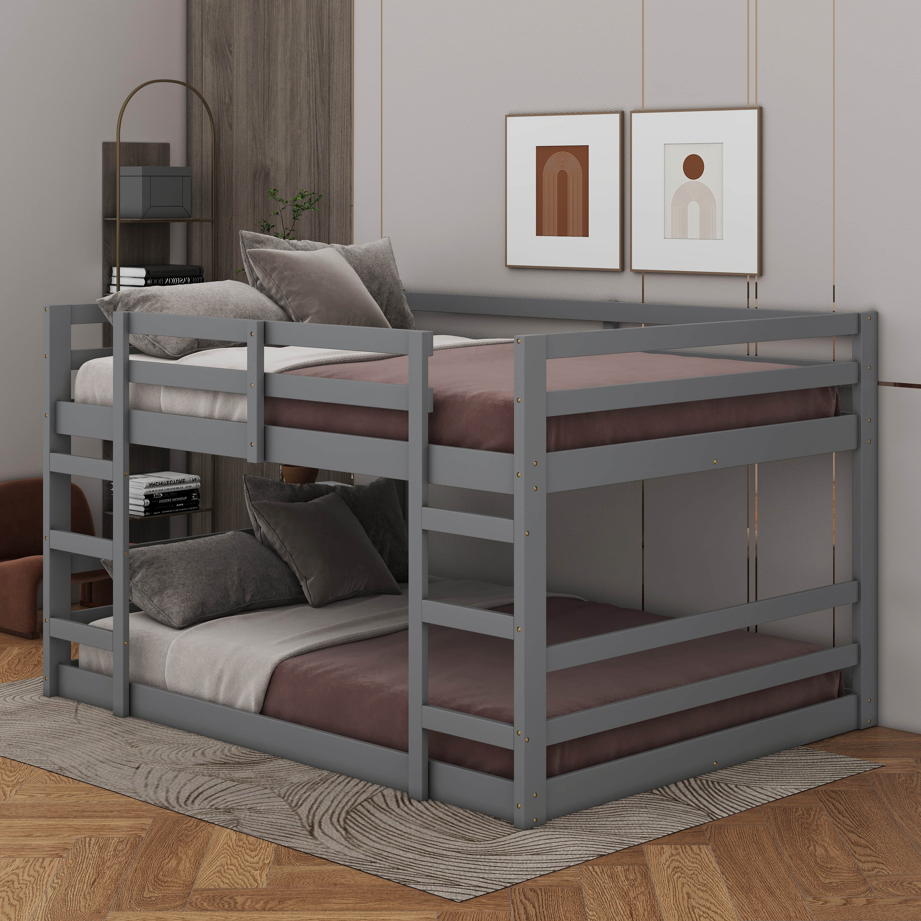 Harriet Bee A Full-Sized Bunk Bed With Another Full-Sized Bed Above ...