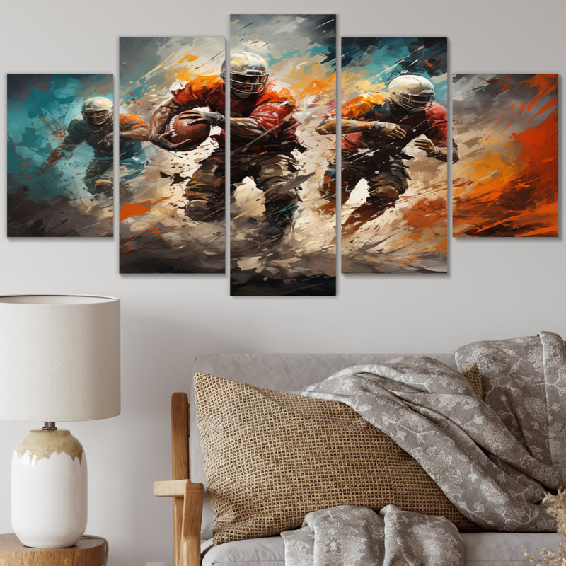 Lark Manor™ Orange Football Game Day - Sports Wall Art Print - 5 Panels ...