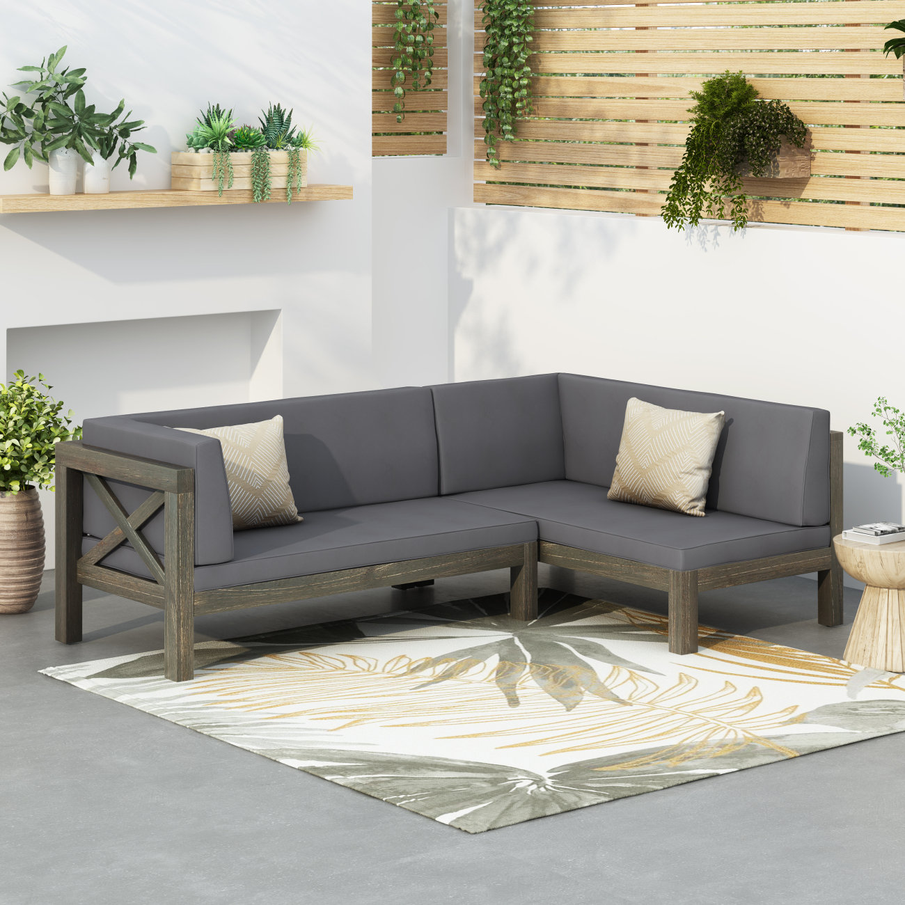 Gracie Oaks BRAVA X-BACK LEFT CORNER BENCH OF SET 2 | Wayfair
