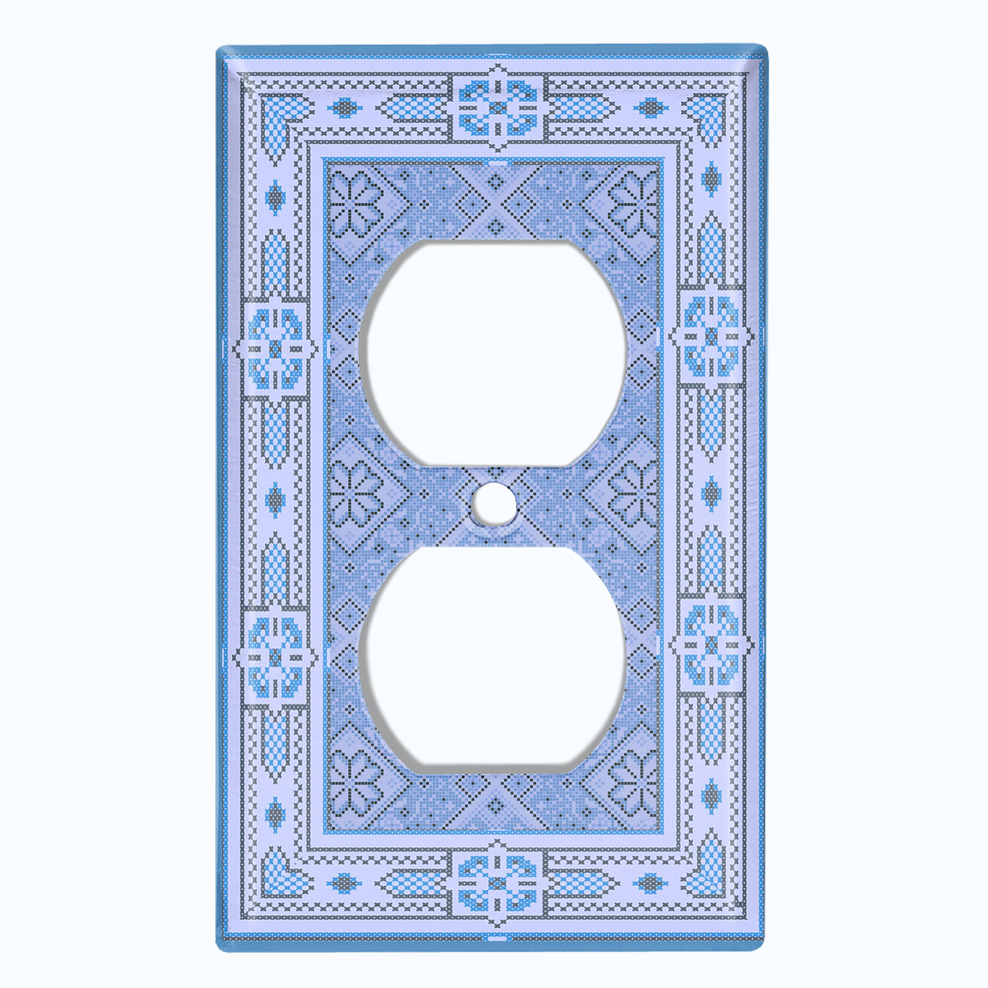 WorldAcc Vintage Carpet Rug Purple Blue Tile Pattern 1-Gang Duplex ...