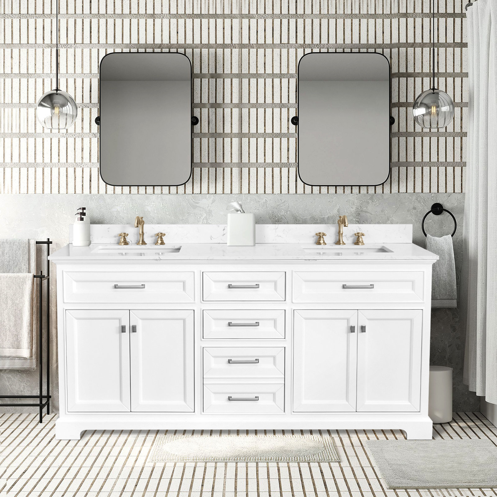 RENIST Adoram 72" Double Bathroom Vanity Base Only | Wayfair