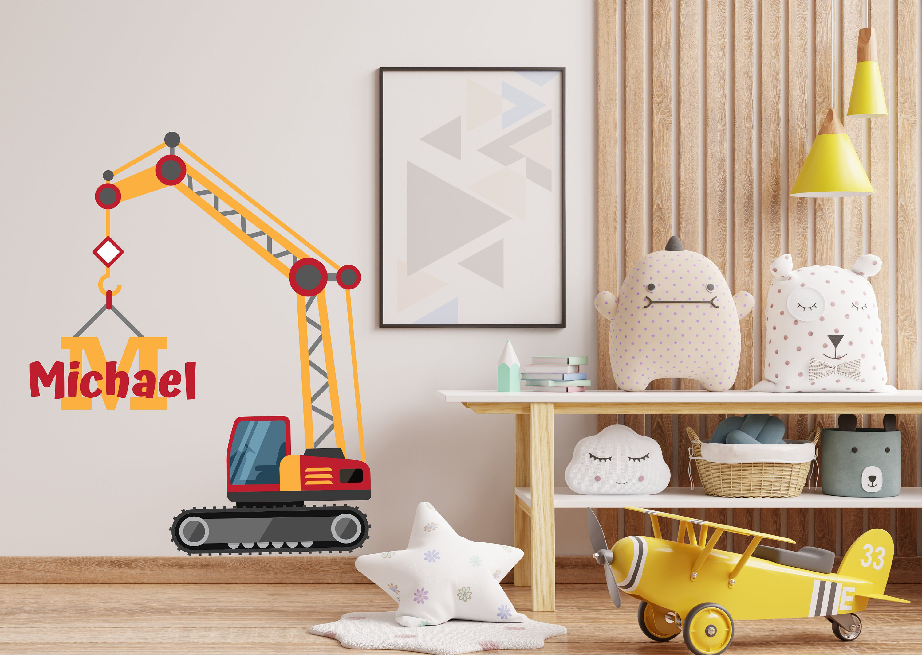 Stickalz Crawler Crane Personalized Construction Tower Crane Truck Wall ...