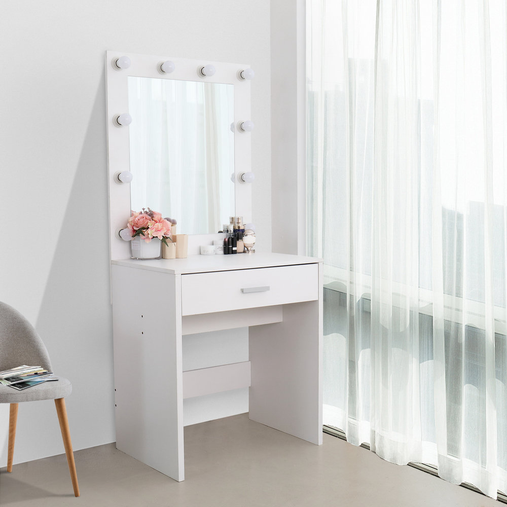 Ebern Designs Single Drawer Dresser With Light Cannon And Large Mirror ...