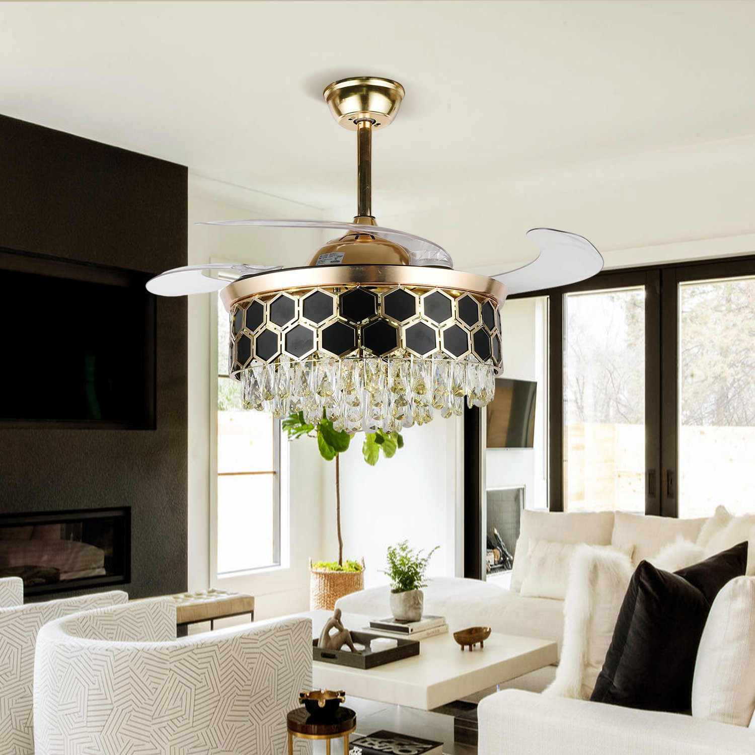 Mercer41 Taheera 42'' Ceiling Fan with LED Lights and retractable fans ...