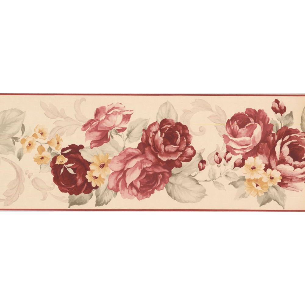 CONCORD WALLCOVERINGS ™ Rouge Roses 15' L x 8" W Wallpaper Border | Wayfair