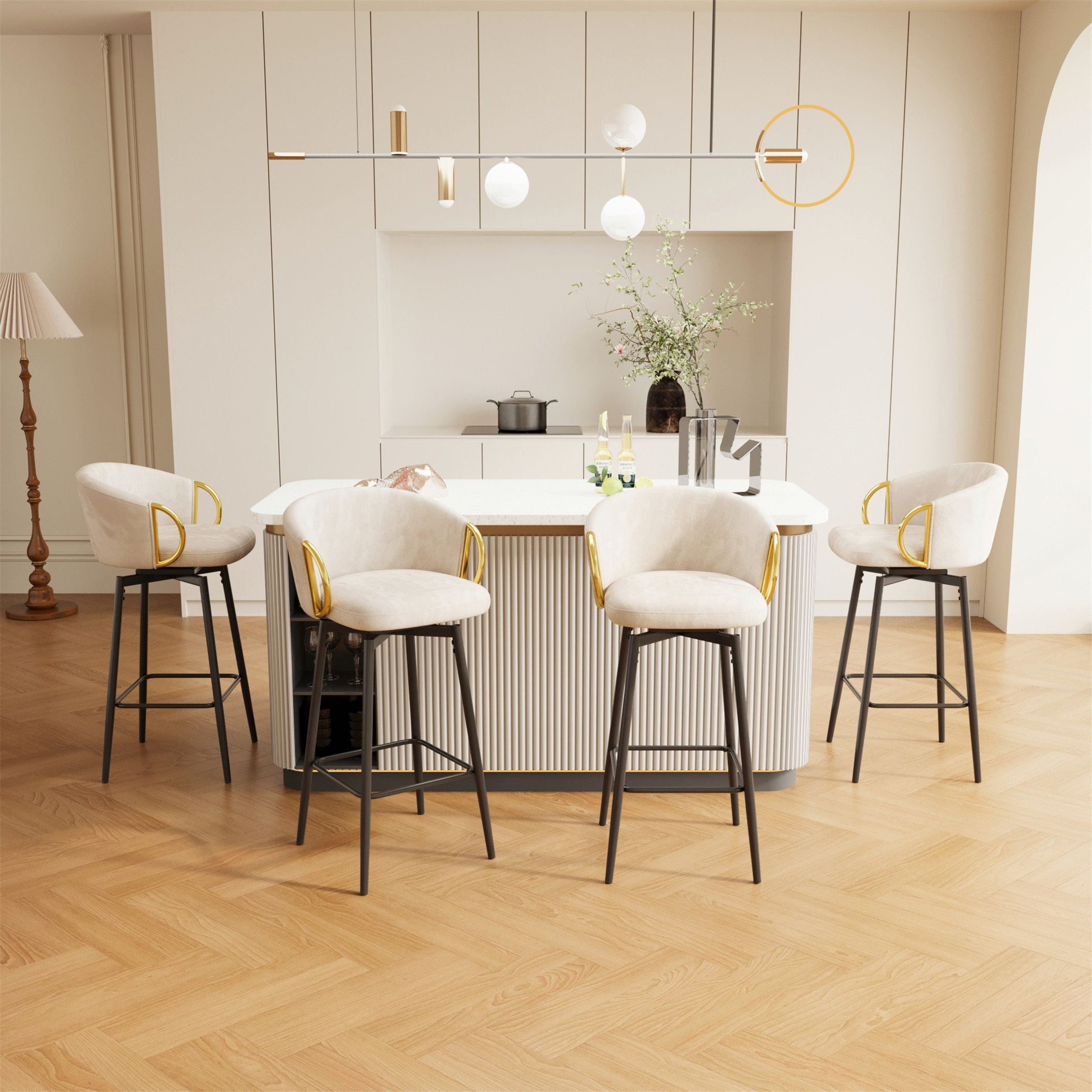 Corrigan Studio® Modern Set of 4 Swivel Dining Chairs with Comfortable ...