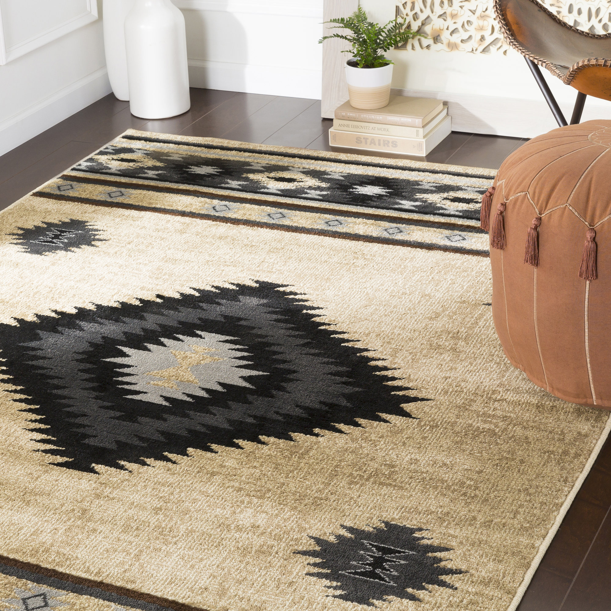 The Twillery Co.® Gorge Southwestern Charcoal/Dark Gray Area Rug ...