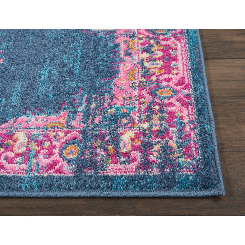 Mercury Row® Abbate Oriental Navy Blue/Pink Area Rug & Reviews | Wayfair
