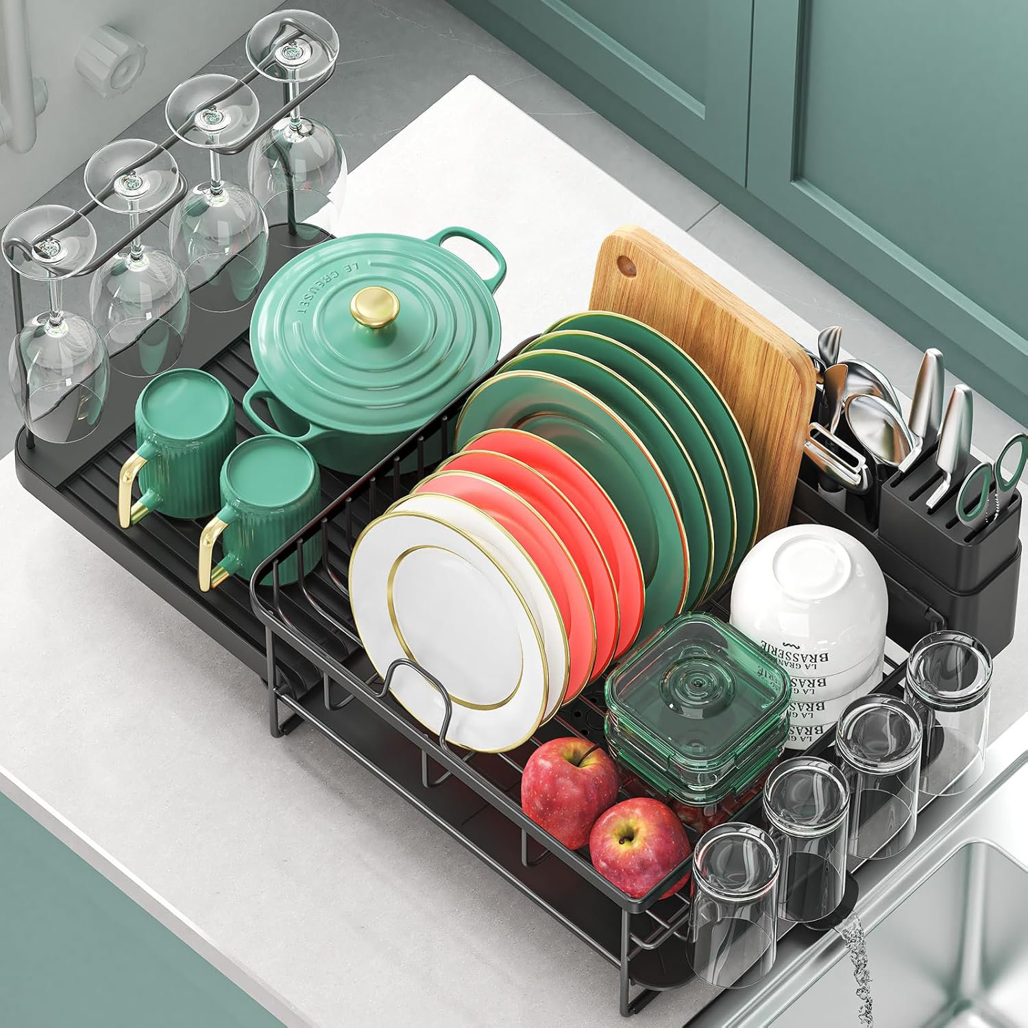 Grobem Dish drying rack, expandable stainless steel dish rack with ...