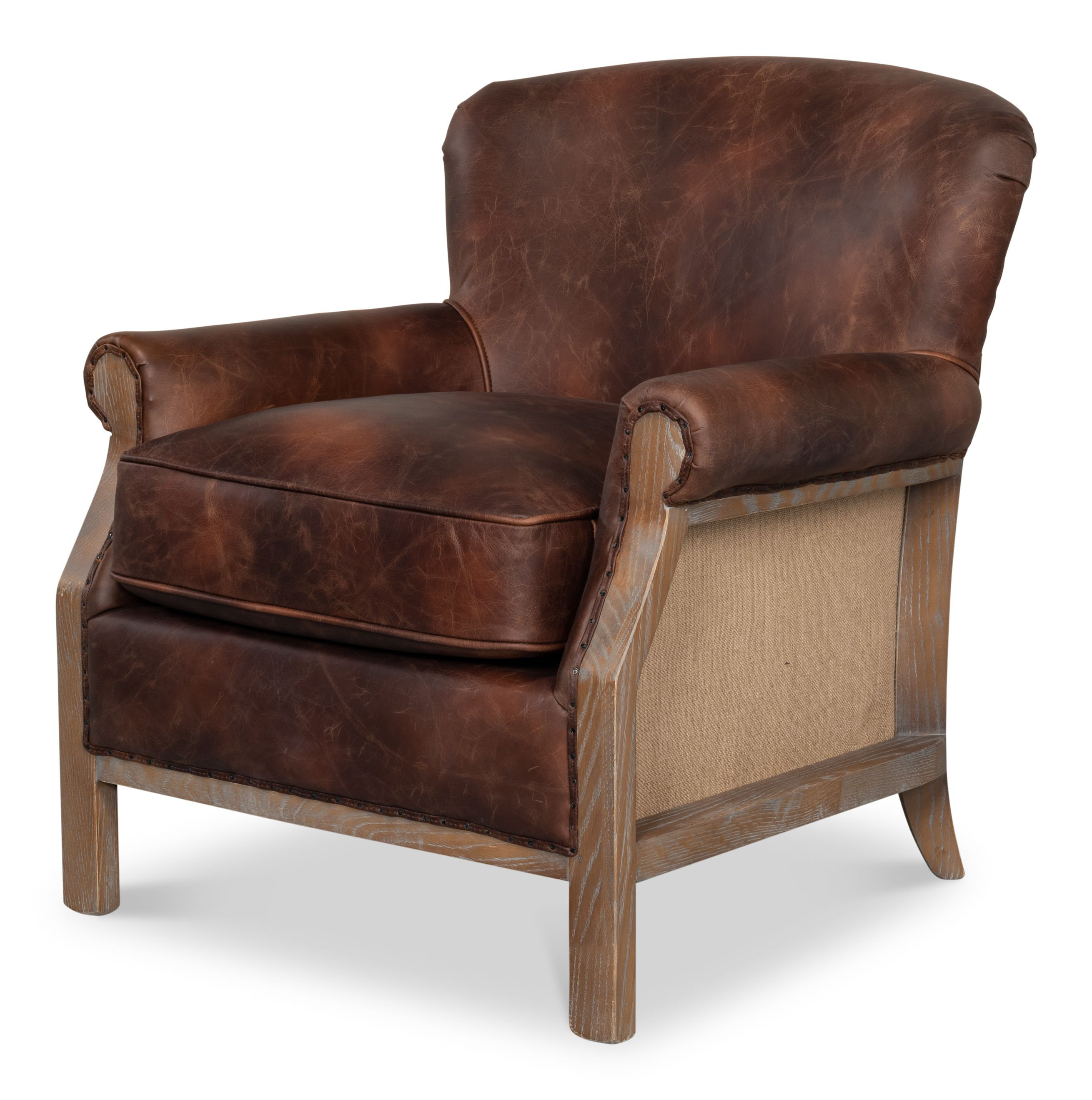 Sarreid Ltd Benjamin 28" W Top Grain Leather Club Chair | Wayfair
