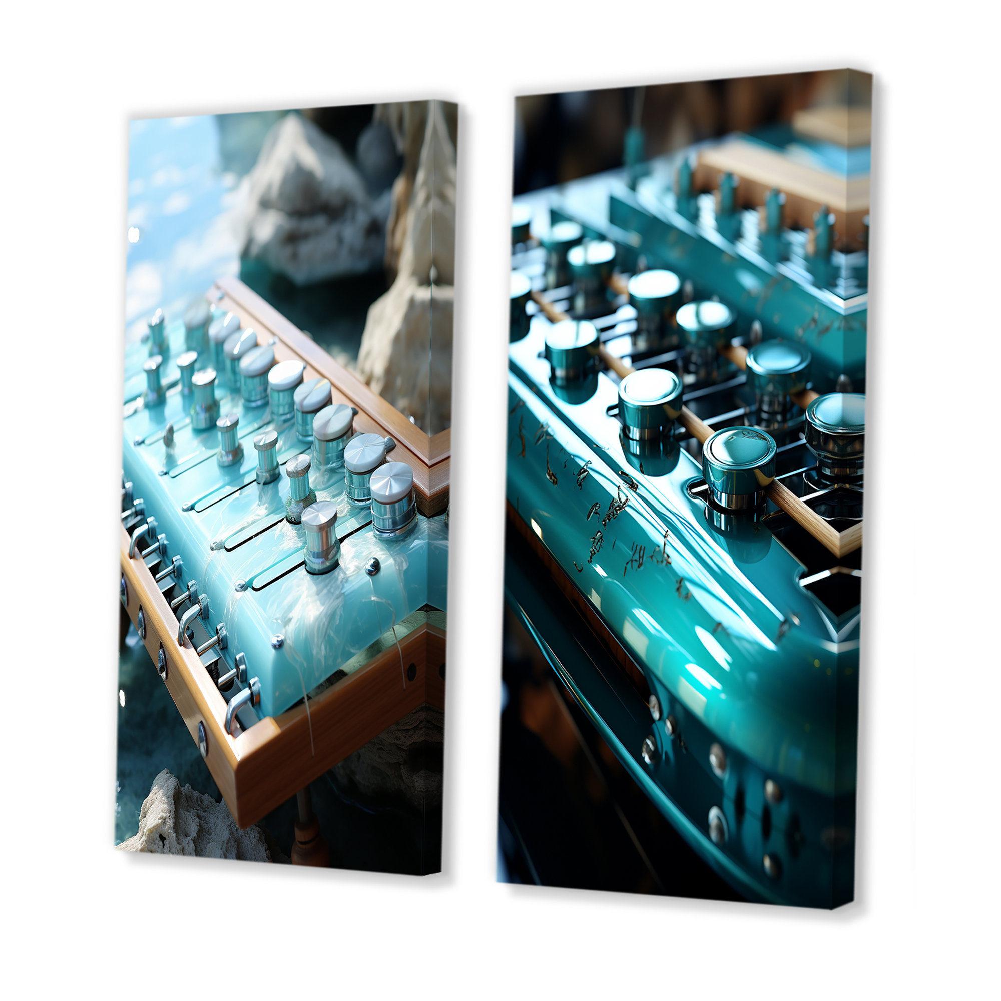 Ebern Designs Music Cyan Percussive Vibes - Music Canvas Wall Art Set ...