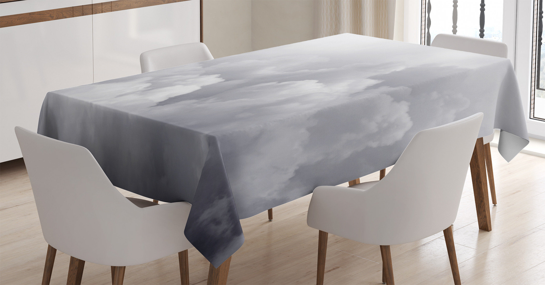 East Urban Home Grey Tablecloth, Dark Ominous Clouds In Gothic Style ...