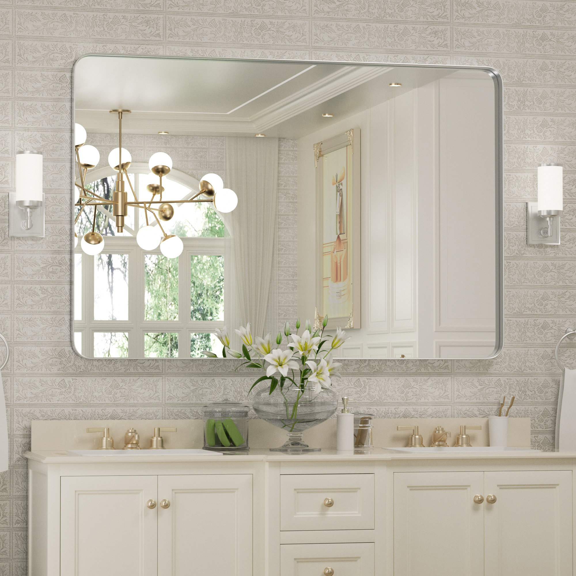 Ivy Bronx Morelock Metal Rectangle Bathroom Mirror Wall Mirrors ...