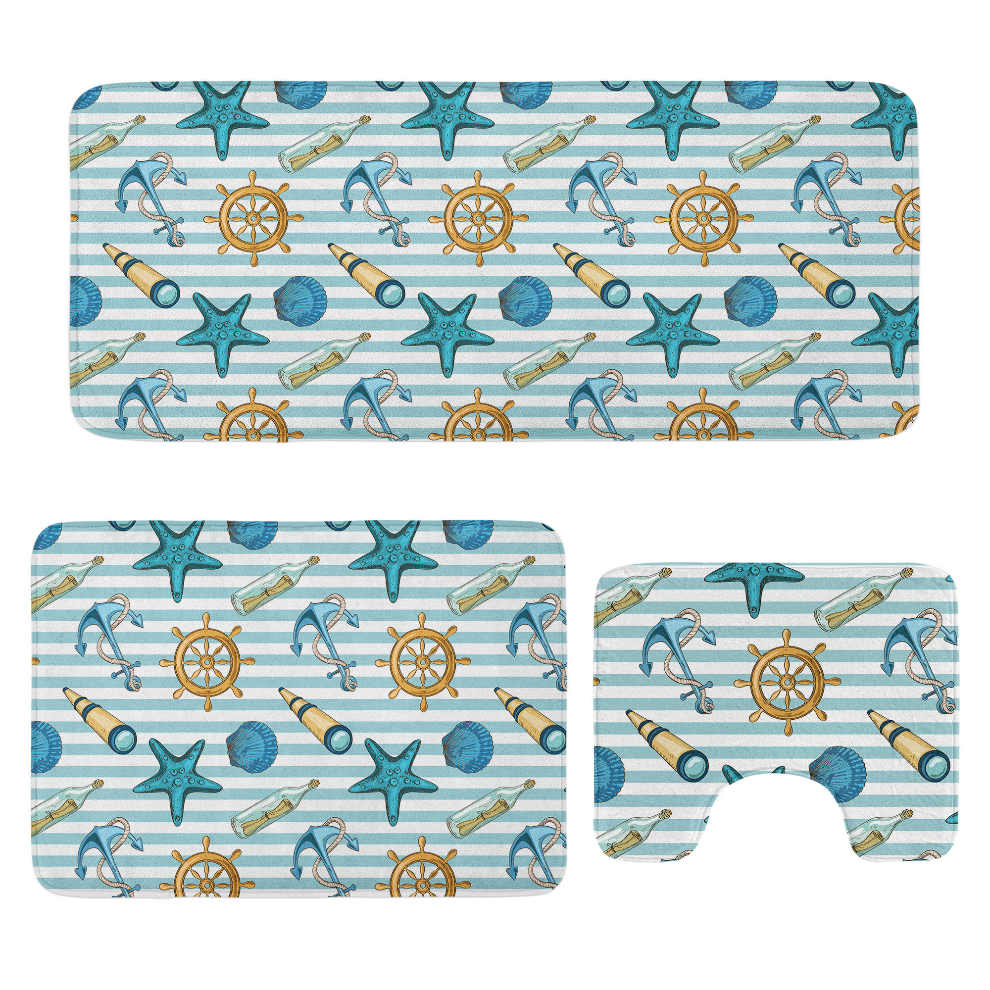 Breakwater Bay Nautical Bathroom Rug Set 3 Pieces U-Shape & Rectangle ...
