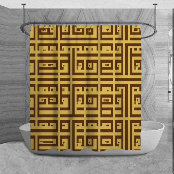 Bless international Greek Key Shower Curtain Pattern Bathroom Decor ...