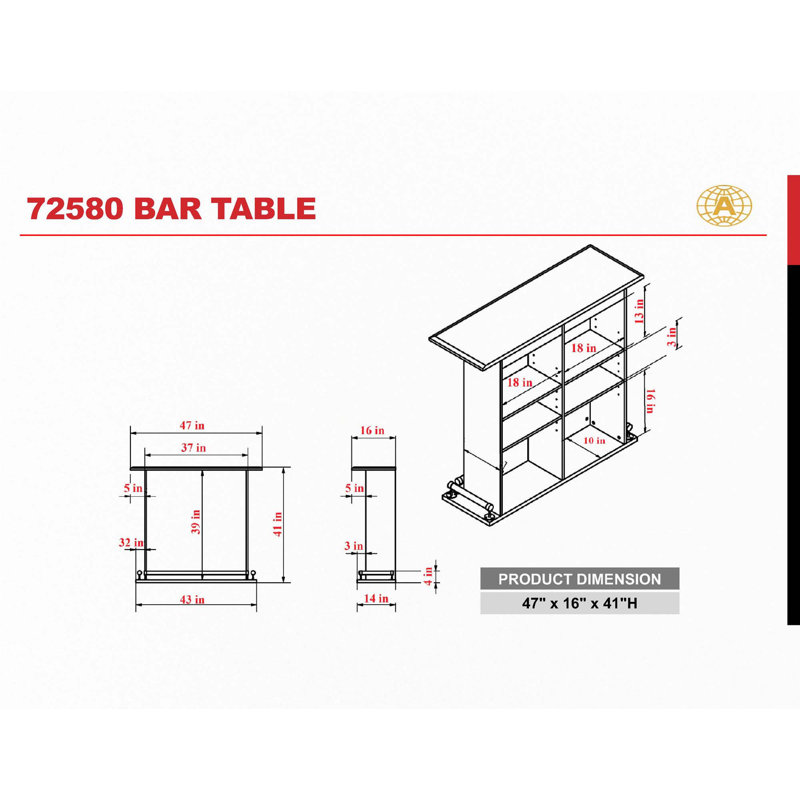 George Oliver Bar Table(Only Table) | Wayfair