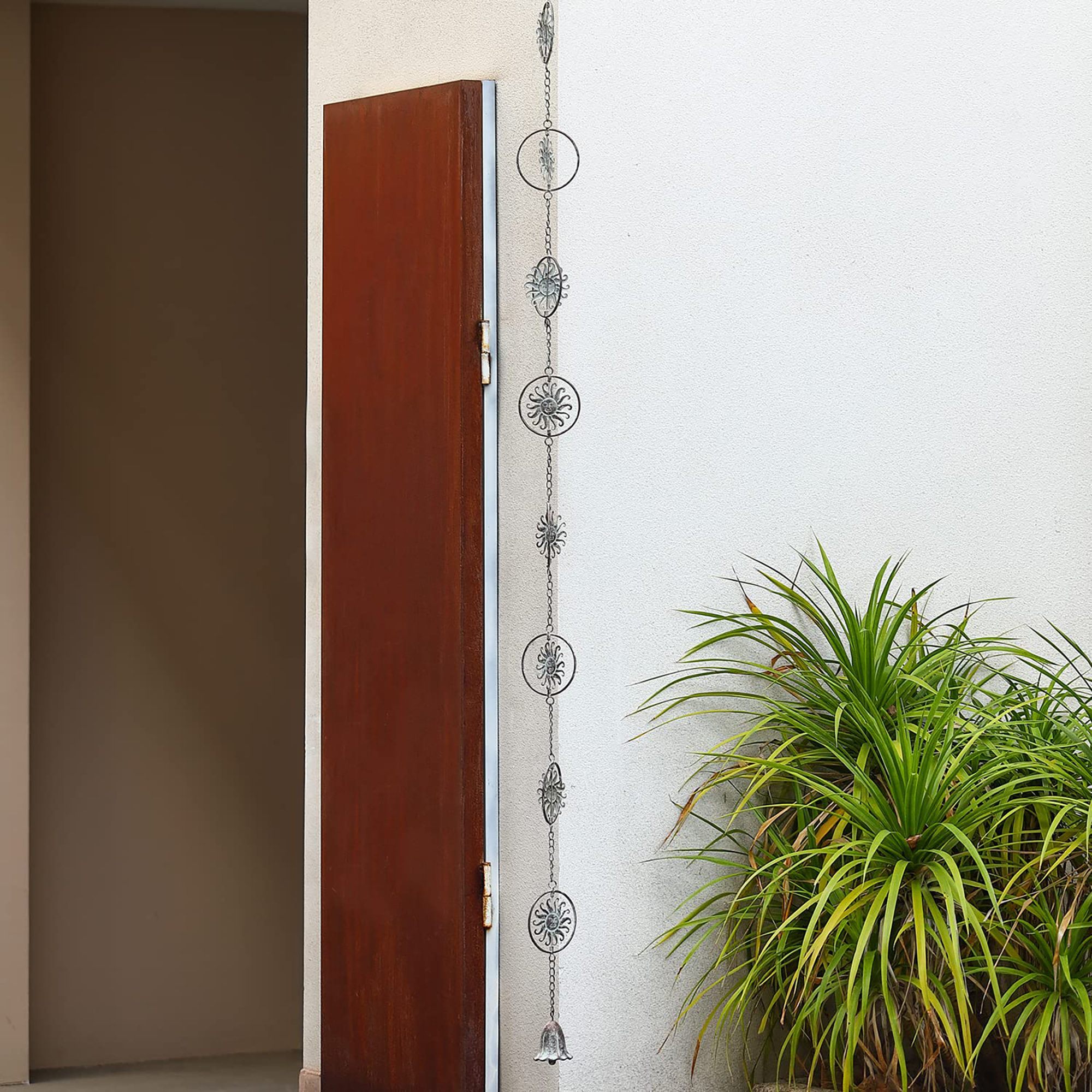 Arlmont & Co. 8.5 Feet Sun Face Rain Chain, Metal Loop Gutter Chain for ...