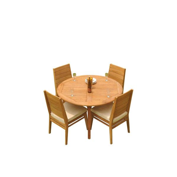 Teak Smith 5 - Person Round Teak Outdoor Dining Set - Wayfair Canada